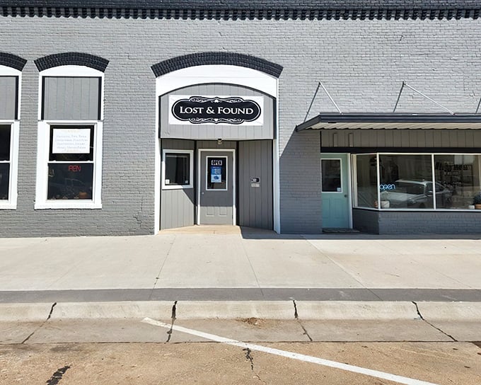 The "Lost & Found" storefront promises treasures waiting to be rediscovered by eager flea market adventurers.
