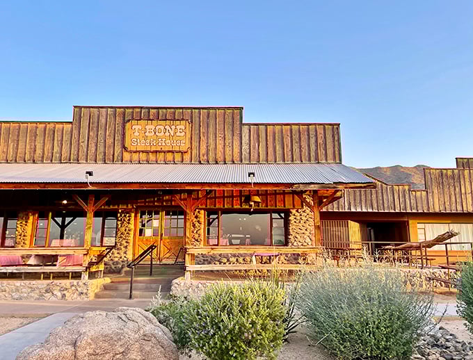 Rustic charm meets serious steak business at this weathered wood steakhouse that screams authentic Western dining.