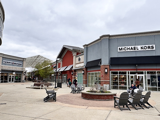 Brick pathways and designer dreams converge where Michael Kors meets your shopping wishlist perfectly.