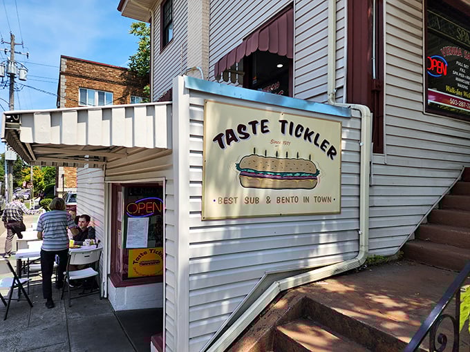 That classic sandwich shop charm hits you before you even walk through the door at Taste Tickler.