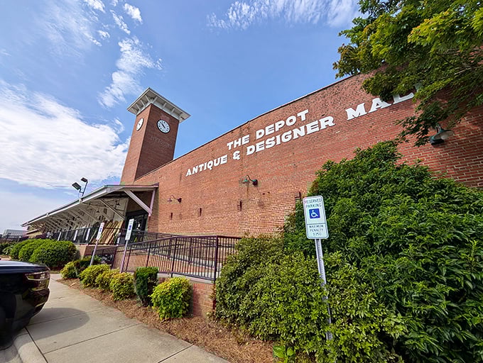 Like a scene from "Mad Men," this brick beauty with its clock tower whispers stories of industrial elegance and vintage treasures.