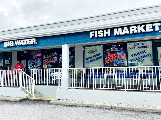 The bright blue awning of Big Water Fish Market stands out like a beacon for seafood lovers in Sarasota. No pretense, just promise.