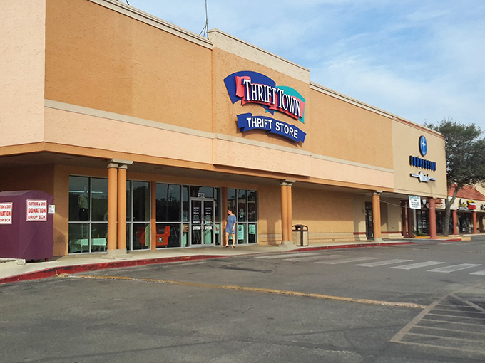 The beige exterior of Thrift Town might look unassuming, but inside lies a treasure trove that would make any bargain hunter's heart race.