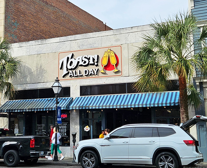 That cheerful "All Day" promise hits different when you're craving breakfast at 2 PM on King Street.