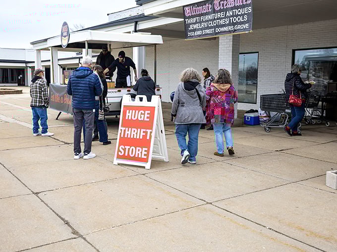 The sign says "HUGE THRIFT STORE" and they're not kidding! Ultimate Treasures welcomes bargain hunters with open arms and endless possibilities.