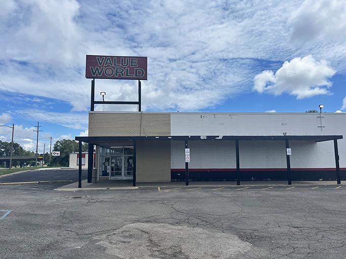 That classic Value World sign beckons like a beacon of bargain hunting bliss in suburban Michigan.