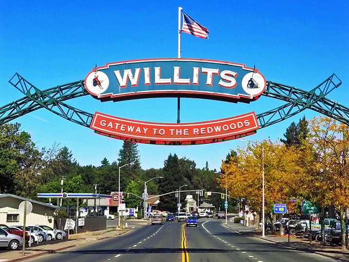 Welcome to Willits, where the "Gateway to the Redwoods" arch promises adventures bigger than your retirement dreams.