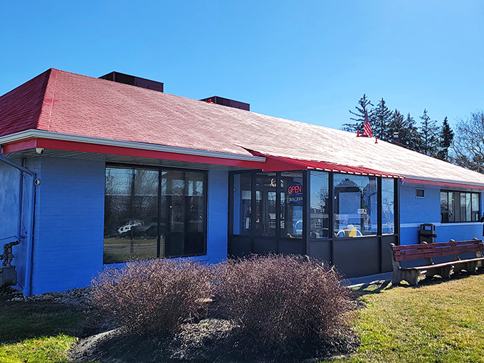 That brilliant blue exterior isn't just paint&mdash;it's a beacon calling hungry souls to breakfast bliss.