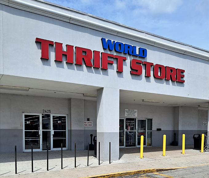 Look at that storefront - World Thrift's bold red and blue letters practically shout "treasure hunt ahead!"