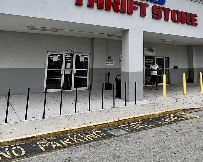 World Thrift's unassuming entrance hides a treasure trove within. Like finding a secret passage to bargain heaven!