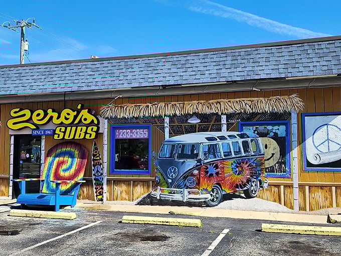 Zero's Subs brings beach vibes to Virginia Beach with colorful murals and that iconic painted VW bus.
