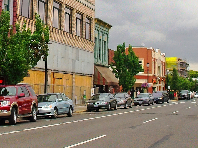Colorful storefronts line Albany's main street, a Norman Rockwell painting come to life in the heart of the Willamette Valley.