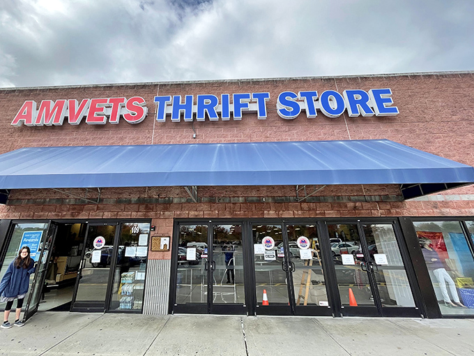 Those glass doors promise endless treasures inside, where every veteran's donation becomes someone's perfect find.