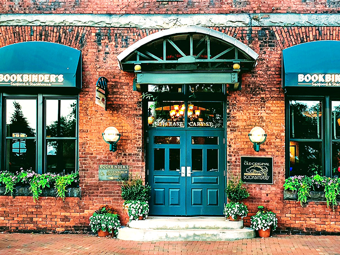 Step through these blue doors into a world where brick walls tell stories and steaks tell even better ones.