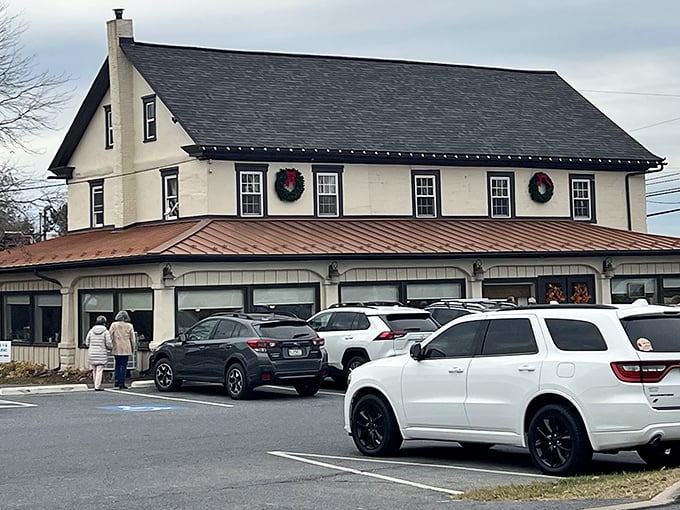 Holiday wreaths and window boxes prove that some places treat every meal like a special occasion worth celebrating.