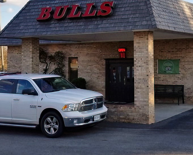 Bulls knows that red letters and good beef speak louder than architectural awards ever could.