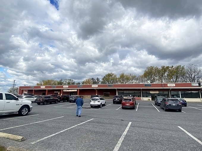 The classic strip mall exterior hides Pennsylvania's antique wonderland where memories and bargains live side by side.