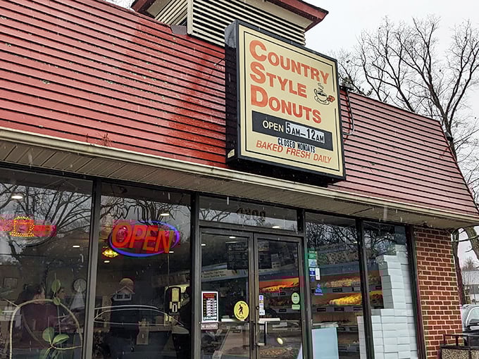 Classic brick-and-glass combo that says "we've been making mornings better since before smartphones existed."