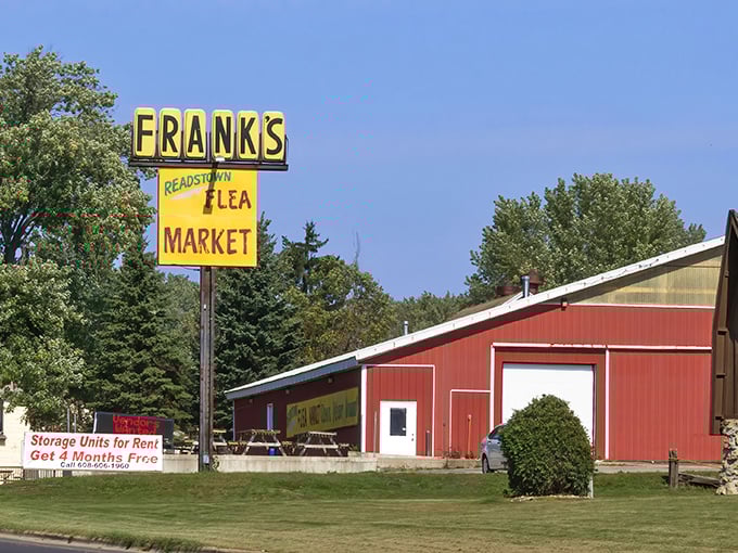 That yellow sign promises "Crazy Frank's" and boy, does this place deliver on the crazy treasure hunt vibes. 