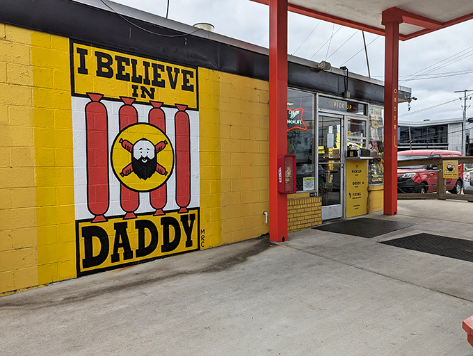 When a place proudly declares "I BELIEVE IN HOT DADDY," you know they're not messing around with mediocrity.