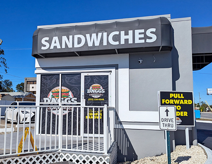 Clean lines and modern design hide the sandwich wizardry happening inside. This isn't your grandmother's deli, folks.