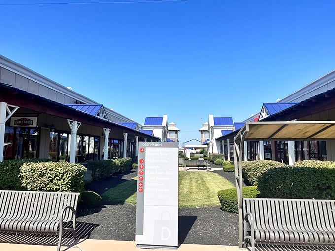 Blue skies and better prices - this outdoor shopping village feels like a treasure hunt with style. 