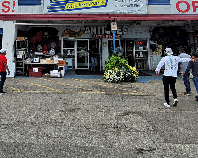 This antiques storefront proves that one person's "vintage" is another person's "Hey, I had that in college!"