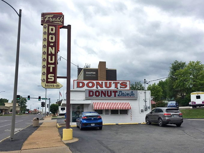A classic American donut shop that hasn't changed its charming striped awnings since your bell-bottoms were in style.