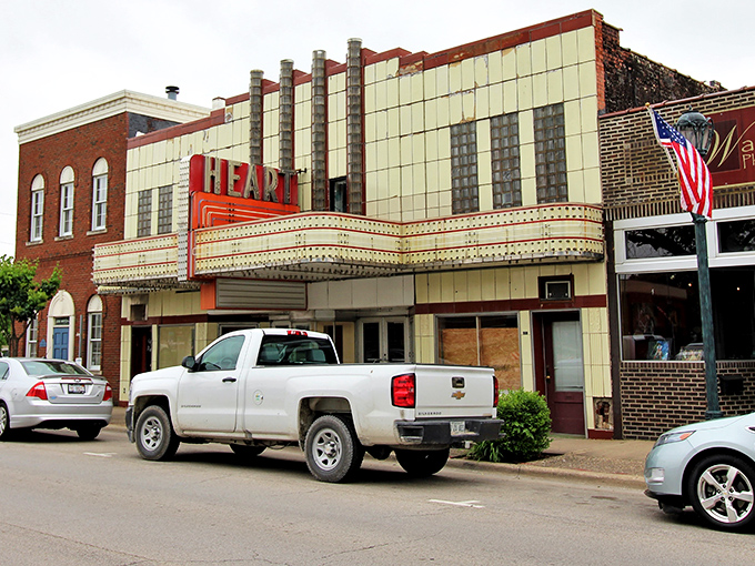 The historic Heart Theatre stands as a reminder that entertainment existed before Netflix, when date night meant actually leaving the house.