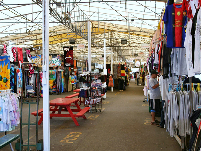 Under the big top of bargains, shoppers navigate aisles packed with treasures waiting to be discovered.
