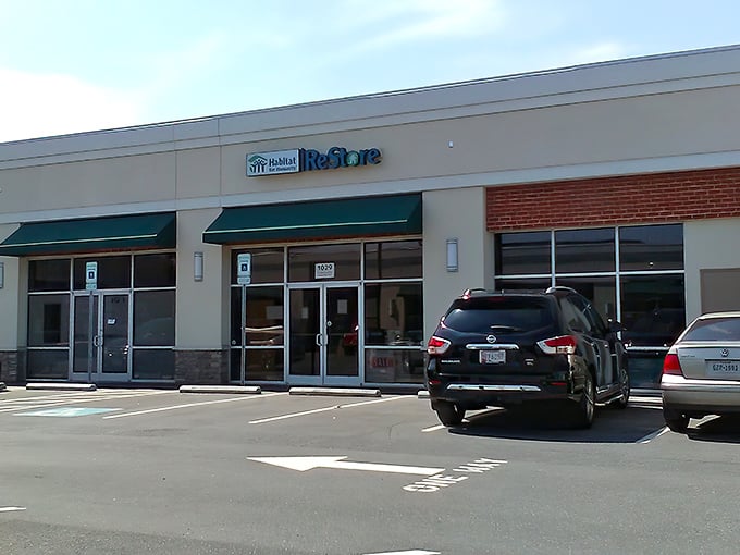 Clean lines and green awnings signal serious savings ahead for DIY enthusiasts and bargain hunters alike.