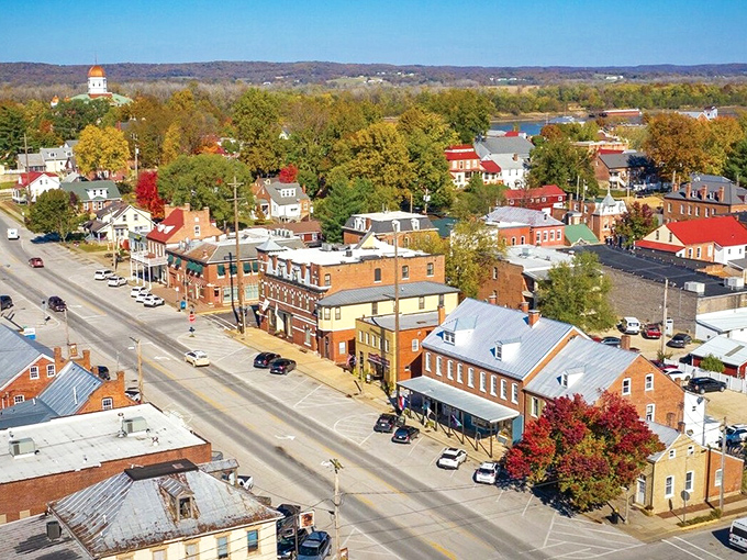 Fall in love with Hermann's main drag, where autumn paints the perfect backdrop for leisurely strolls and wallet-friendly retirement living.