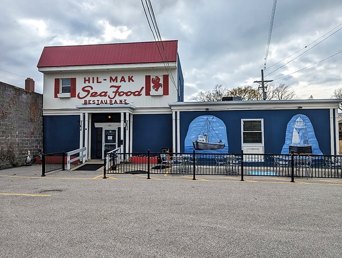Don't judge this book by its cover - those nautical murals hint at the fresh catches waiting inside.