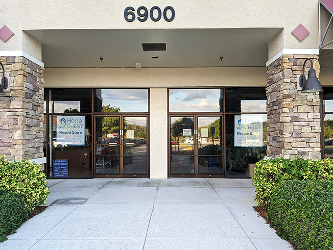 Clean lines and professional signage hint at the quality finds waiting beyond these doors.