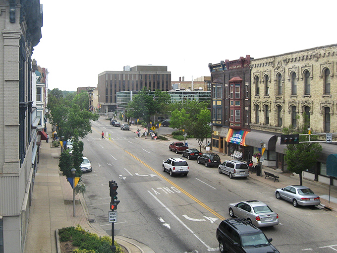 Janesville: Wide streets, classic architecture, and not a parking meter in sight! Downtown Janesville feels like a movie set without the Hollywood prices.