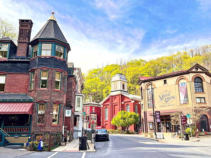 Downtown Jim Thorpe's historic buildings stand like colorful sentinels, guarding stories from another century.