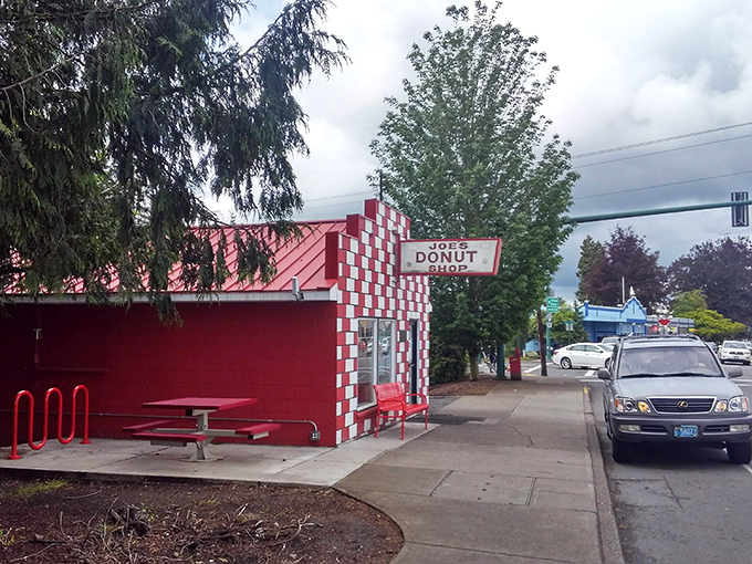 A roadside classic since before Instagram made food photos cool, Joe's Donut Shop's picnic table and distinctive checkerboard walls welcome hungry travelers and locals alike.