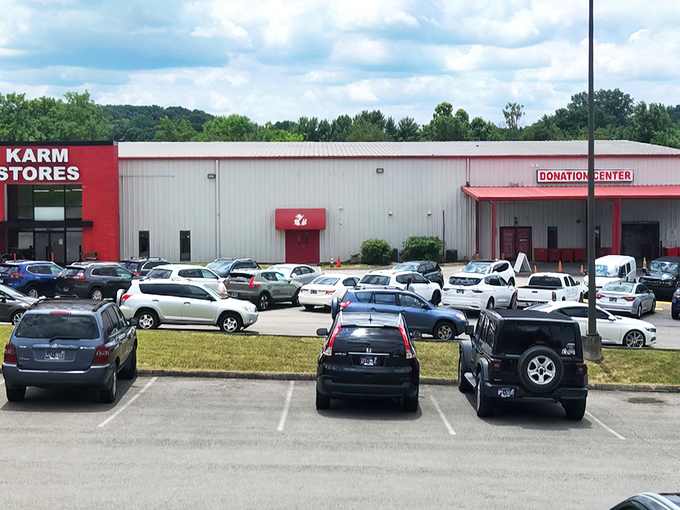 KARM's red signage beckons like a lighthouse for bargain seekers navigating the sea of secondhand gold.