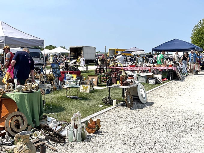 The hunt begins! Shoppers weave through endless rows of vintage finds and hidden gems at this St. Charles treasure paradise.