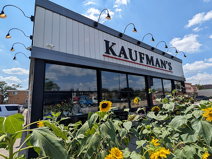 Those sunflowers aren't just for show &ndash; they're celebrating the sunshine that is their pastrami on rye.