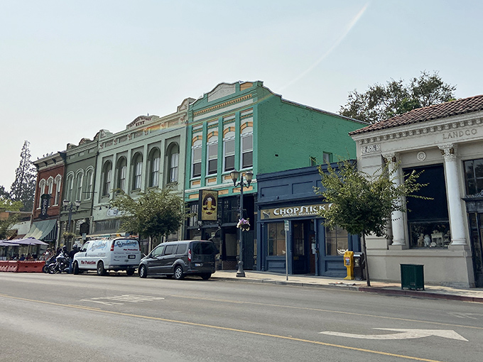 These colorful storefronts whisper tales of simpler times when neighbors knew each other's names.