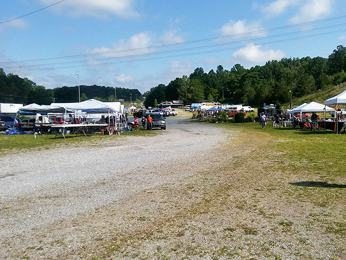 Wide open spaces filled with vendor booths create the perfect outdoor shopping adventure.