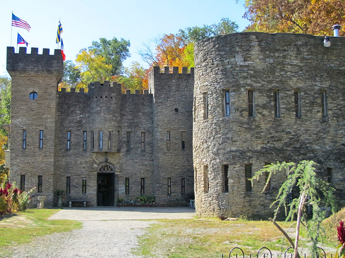 Autumn flags flutter proudly above castle walls that whisper tales of knights and weekend adventures.