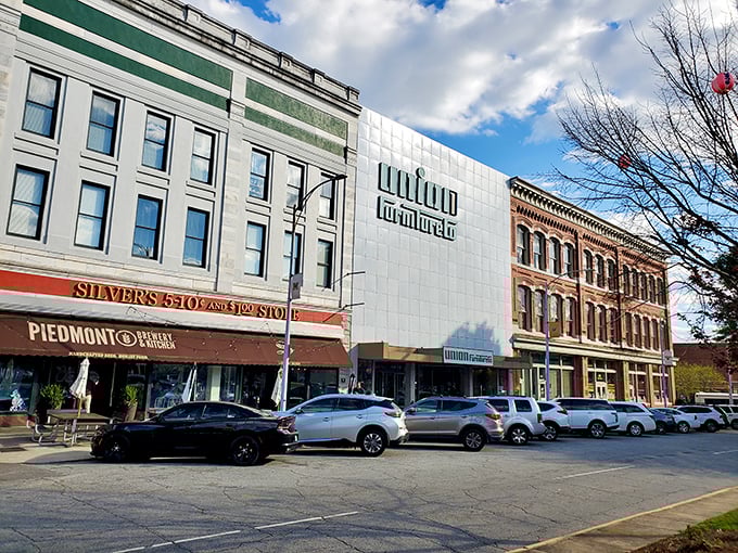 Downtown Macon's charming storefronts and vintage buildings offer affordable shopping where your wallet feels like it's stepped back in time.