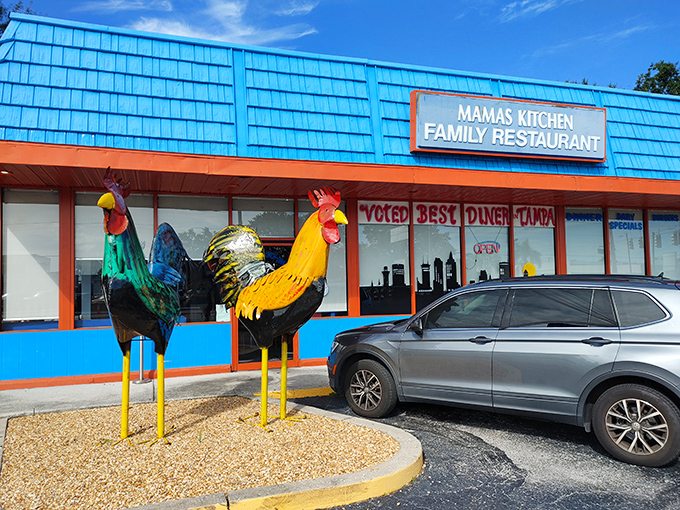 When even the parking lot art screams "comfort food paradise," you know you're in the right place.
