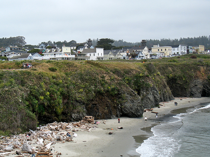 The Mendocino coast offers a dramatic view, a place where rugged cliffs meet the rolling Pacific.