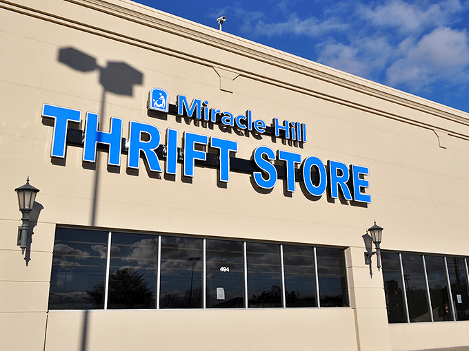 When a thrift store looks this organized from the outside, you know the inside holds carefully curated secondhand magic.