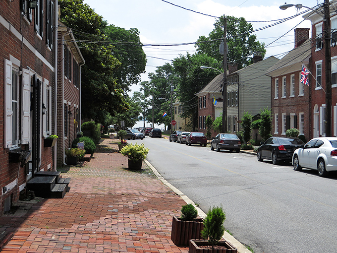 Where colonial charm meets modern parking - some things never change in New Castle.