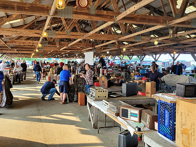 This covered pavilion buzzes with the energy of serious collectors and weekend wanderers searching for that perfect unexpected find.