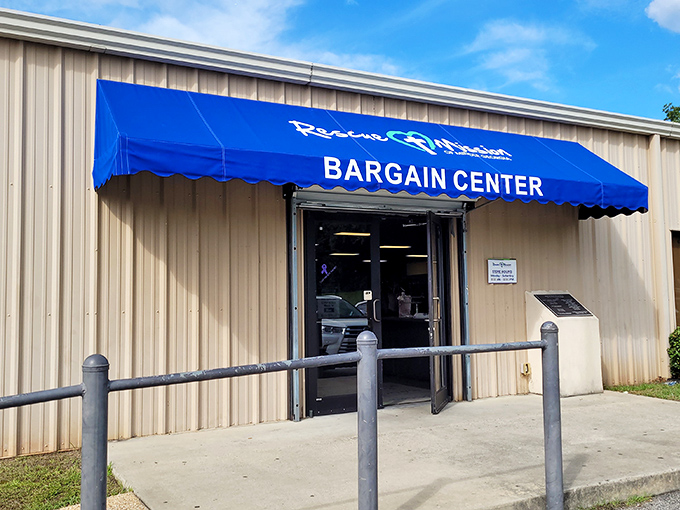 Step through these doors and enter the bargain hunter's paradise. That blue awning might as well be a superhero cape!